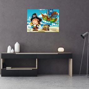Skleněný obraz - Pirátský poklad (70x50 cm)