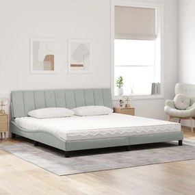 Postel s matrací Hanko světle šedá 200 x 200 cm samet 3208616