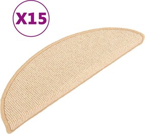 Schodové rohože 15 ks 56x17x3 cm krémové, půlkulaté 149853