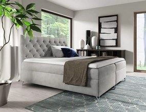 Boxspringová postel, 160x200, světle šedá látka Velvet, GULIETTE + dárek