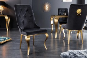 Židle Modern Barock - černý samet - zlatý detail