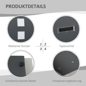 HOMCOM Poštovní schránka s víkem, zámkem, nástěnná poštovní schránka s okénkem vyrobená z pozinkované oceli, pro venkovní použití, 32 x 10 x 45 cm, t…