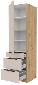 SOLEA k | vysoká skříňka 60 DKS-210 3S1F potravinová | 60 cm | UNI dvířka | PREMIUM BOX | artisan/kašmír | VÝBĚR ÚCHYTŮ