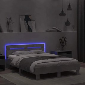 Rám postele s čelem a LED osvětlením betonově šedý 120 x 200 cm 3207556