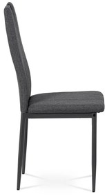 AUTRONIC Jídelní židle, potah šedá látka, kovová čtyřnohá podnož, antracitový matný lak