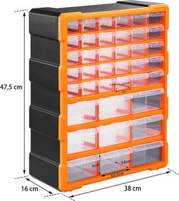 Organizér na drobné díly 47,5x38x16cm 39 přihrádky