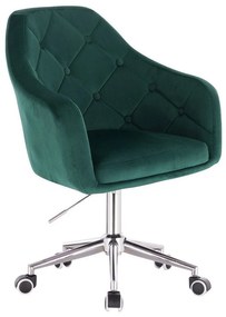LuxuryForm DESIGN Otočné křeslo ANDORA VELUR na stříbrné podstavě s kolečky - zelené