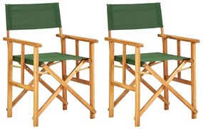 Režisérské židle 2 ks masivní akáciové dřevo zelené - Default Title