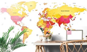 Tapeta mapa světa v barvách - 300x200 cm