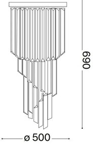 Ideal Lux - Křišťálový přisazený lustr CARLTON 12xE14/40W/230V pr. 50 cm zlatá