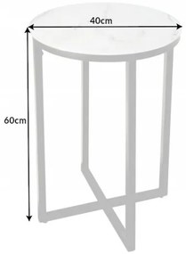 Noble Home Bílý kulatý odkládací stolek Elegance 40 cm