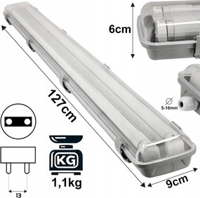 Sada 2× hermetické svítidlo 120 cm + LED trubice do dílny a garáže