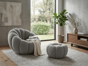 Designové křeslo BLOOM s taburetem, šedá