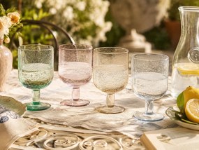 4ks barevná sklenička na noze s bublinkami Louise - Ø8*13cm / 360ml