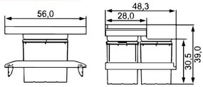 Franke Trolley Vario 60 (1x18l, 2x8l), odpadkový koš 134.0066.057