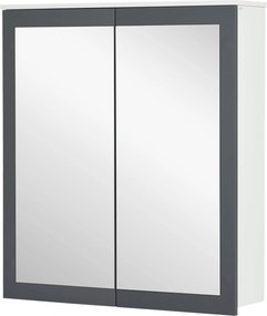Koupelnová skříňka Keankin s zrcadlem, závěsná skříňka s 2 skleněnými dveřmi a nastavitelnými policemi 69x17x75.5 cm Bílá | Aosom