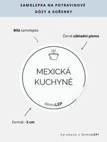 Samolepka na kořenky MEXICKÁ KUCHYNĚ bílá 5 cm základní písmo