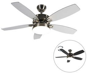 Ocelový stropní ventilátor s dálkovým ovládáním vč. LED - Malaki