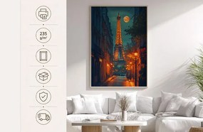 Pařížská noc - obraz - Eiffelova věž pod měsíční oblohou 19 - A3 – 297 × 420 mm - 259 Kč