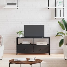 TV skříňka černá 90 x 33 x 45 cm kompozitní dřevo a železo