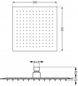 Mexen CUBE, podomítkové rameno 40cm + sprchová hlavice 30x30cm, růžovo-zlatá, 79112-60+79130-60