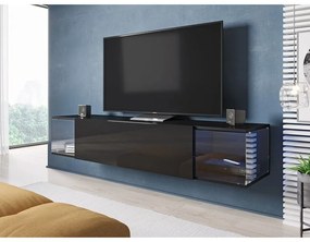 TV stolek Zigo Sky, Osvětlení: osvětlení LED - modré, Barva: černý / černý lesk