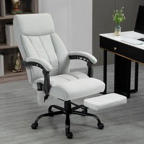 Masážní kancelářská židle Vinsetto s funkcí polohování ergonomická kancelářská židle výškově nastavitelná manažerská židle s podnožkou světle šedá pr…