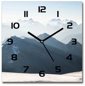 Wallmuralia Skleněné hodiny čtverec Horské vrcholy 30x30 cm