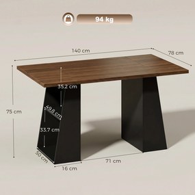 HOMCOM Psací stůl se 4 otevřenými policemi, industriální design, 140 cm, hnědo-černý