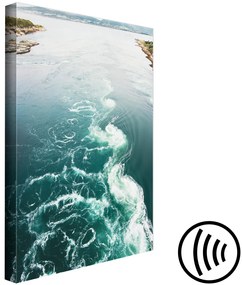Obraz Tyrkysové vlny (1-dílný) svislý - voda a horská krajina v pozadí