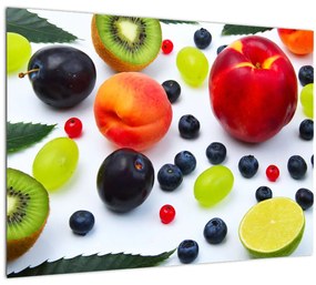 Skleněný obraz ovoce s kapkami vody (70x50 cm)