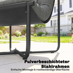 Lounge chair Outdoor Ergonomická zahradní židle s polštářem šetrným k pokožce Široký sedák Ocelový rám Tmavě šedá barva