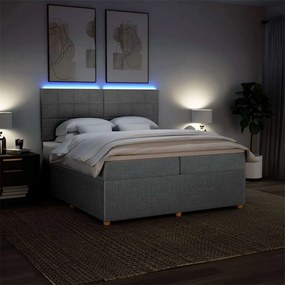 Box spring postel s matrací světle šedá 200 x 200 cm textil 3294463