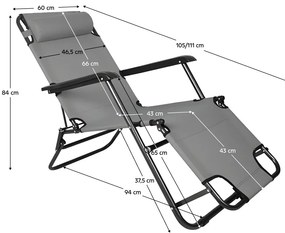 Kondela Zahradní polohovací křeslo, šedá, REGED