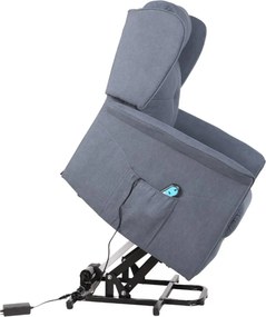 TV křeslo ušák RELIA s elektrickým polohováním — látka, šedá, nosnost 130 kg