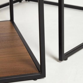 OnaDnes -20% Set dvou ořechových konferenčních stolků Kave Home Yoana 100x50/ 50x55 cm