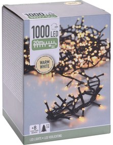 Venkovní světelný řetěz Twinkle, 20 m, 1000 LED, teplá bílá, časovač, IP44, 20 m
