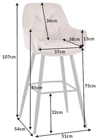 Designová barová židle Garold šampanský samet