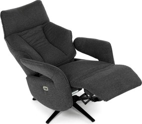 Autronic Relaxační křeslo BILBAO – elektrické zabudované ovládání, šedá, látka