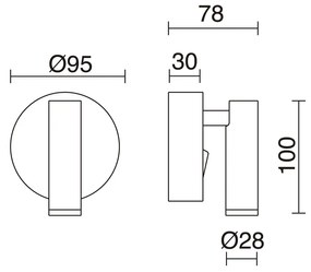 Exo 977A-L0103A-02-47 nástěnné LED svítidlo Minimal, černo/zlaté, 3W, 3000K, ø9,5cm, IP20