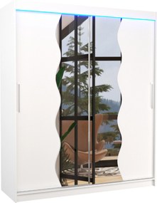 ADRK Furniture Posuvná skříň se zrcadlem a LED osvětlením KANSAS 180 SW-KAN-W-180+L-V301
