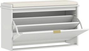 HOMCOM Botníková lavice Úzký botník do předsíně s polstrovaným sedákem, vyklápěcím šuplíkem a pruhovaným panelem pro 8 párů bot do předsíně nebo ložni