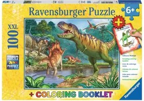 Ravensburger Puzzle Pravěký svět dinosaurů XXL + omalovánky / 100 dílk