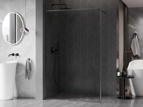 Mexen Kioto-XF sprchová zástěna Walk-in s rámem 130 x 202 cm, transparentní 10 mm, kartáčovaná "gun gray" - 800-130-104-66-00-X