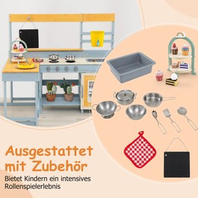 Costway Dětská bahenní kuchyňka smrkové dřevo piknikový stůl lavice tabule