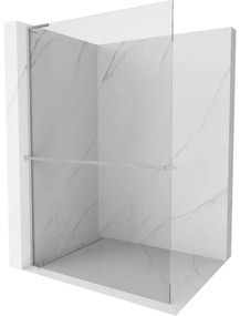Mexen Kioto+ L, sprchová zástěna Walk-In s poličkou a věšákem 50 x 200 cm, 8mm čiré sklo, broušená ocel profil, 800-050-123-97-00