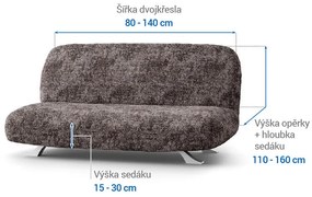 Bielastické potahy MARMO hnědé dvojkřeslo s dřevěnými rukojeťmi (š. 80 -140 cm)