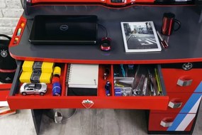 Multifunkční psací stůl Rally s nástavcem - červená/antracit