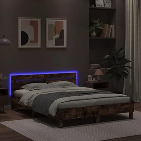 Rám postele s čelem a LED osvětlením kouřový dub 150 x 200 cm 3207543