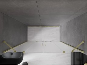 Mexen Velar Duo, posuvné sprchové dveře do otvoru 170 cm, 8mm sklo námraza, zlatá matná, 871-170-000-32-55